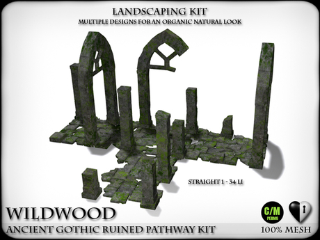 Second Life Marketplace - Heart - Ancient Gothic Ruined Pathway Kit - Undecorated